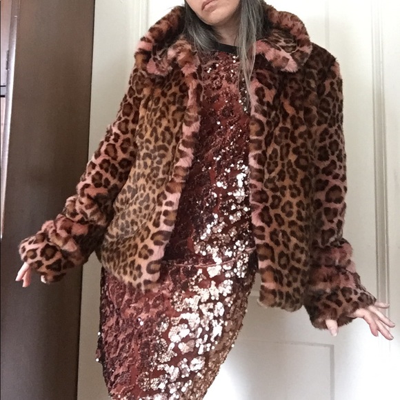 Anthropologie | Jackets & Coats | Rare Pink Leopard Faux Fur | Poshmark